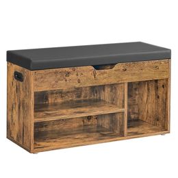 Boxxx Garderobenbank Vasagle, Braun, Schwarz, Textil, Vintage, 1-2-Sitzer, F&uuml;llung: Schaumstoff, 80x44x30 cm, Truhe im Sitz, abwischbar, Garderobe, Garderobenb&auml;nke