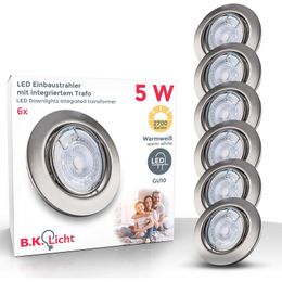 B.K.LICHT LED Einbauleuchte &raquo;6er Set Einbaustrahler, Dimmbar, Schwenkbar, LED Einbauspots&laquo; GU10 6 Stk. Warmwei&szlig; 3.000K, 400Lm, 5,5W, Kunststoff, 8,6 x 7 cm, 