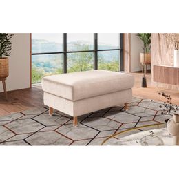 Home Affaire Polsterhocker &raquo;Calypso&laquo; Holzfuesse mit Metallteller beige 100%Polyester