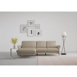 Sit & More sit&more Ecksofa &raquo;Fashion L-Form&laquo; wahlweise mit Kopfteilverstellung, Vorziehsitz, motorisch, Nickelf&uuml;&szlig;e beige
