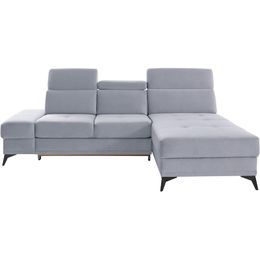 Home Affaire Ecksofa &raquo;Cardiz L-Form&laquo; inkl.Kopfteilverstellung und Federkern wahlweise mit Bettfunktion grau Webstoff (100% Polyester);Luxus-Microfaser