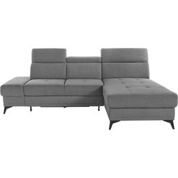 Home Affaire Ecksofa &raquo;Cardiz L-Form&laquo; inkl.Kopfteilverstellung und Federkern wahlweise mit Bettfunktion grau Webstoff (100% Polyester);Luxus-Microfaser