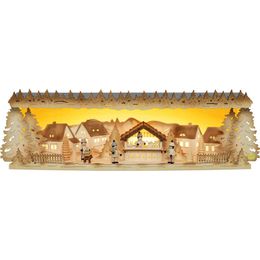 LED Schwibbogen &raquo;Erh&ouml;hung Weihnachtsmarkt exklusiv&laquo; 58x18x14,5 cm (BxHxT) Holz teilmassiv