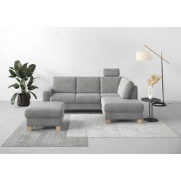Home Affaire Ecksofa &raquo;Summer L-Form&laquo; mit Ottomane, wahlweise mit Bettfunktion und Bettkasten, Cord-Bezug silber 100% Polyester