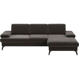 Sit & More sit&more Ecksofa &raquo;Morris L-Form, inkl. Sitztiefenverstellung&laquo; wahlweise mit Armteilverstellung, Bettfunktion & Bettkasten grau 100% Polyester