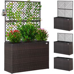DeubaXXL DE Polyrattan Blumenkasten mit Rankgitter Braun 108066