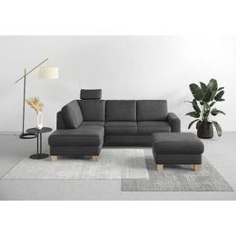Home Affaire Ecksofa &raquo;Summer L-Form&laquo; mit Ottomane, wahlweise mit Bettfunktion und Bettkasten, Cord-Bezug grau 100% Polyester