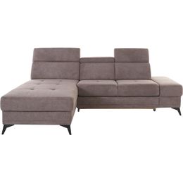 Home Affaire Ecksofa &raquo;Cardiz L-Form&laquo; inkl.Kopfteilverstellung und Federkern wahlweise mit Bettfunktion grau Webstoff (100% Polyester);Luxus-Microfaser