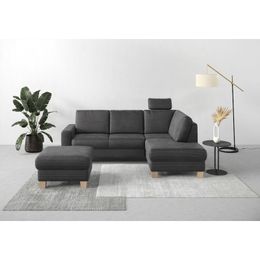 Home Affaire Ecksofa &raquo;Summer L-Form&laquo; mit Ottomane, wahlweise mit Bettfunktion und Bettkasten, Cord-Bezug grau 100% Polyester