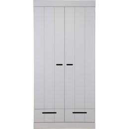 Woood Kleiderschrank &raquo;Connect Garderobenschrank, Mehrzweckschrank mit Schubk&auml;sten&laquo; mit Kleiderstange, Breite 94 cm x H&ouml;he 195 cm grau Massivholz