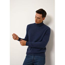Just Cashmere Kaschmir-Rollkragenpullover "Sacha" in Dunkelblau - 48% | Gr&ouml;&szlig;e M | Herren-plussize