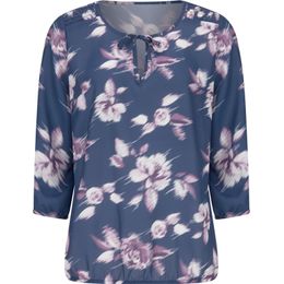 CR&Eacute;ATION L Damen Druckbluse mit Smok-Einsatz marine-ros&eacute;-bedruckt Gr&ouml;&szlig;e 40