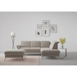 Sit & More sit&more Ecksofa &raquo;Fashion L-Form&laquo; wahlweise mit Kopfteilverstellung, Vorziehsitz, motorisch, Nickelf&uuml;&szlig;e braun