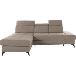 Home Affaire Ecksofa &raquo;Cardiz L-Form&laquo; inkl.Kopfteilverstellung und Federkern wahlweise mit Bettfunktion beige Webstoff (100% Polyester);Luxus-
