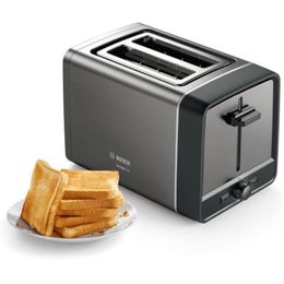 Bosch Toaster &raquo;DesignLine TAT4P425DE, integrierter Edelstahl-Br&ouml;tchenaufsatz&laquo; 2 kurze Schlitze 970 W Abschaltautomatik, Auftaufunktion, Liftfunktion, 