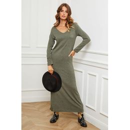 So Cachemire Strickkleid "Abalone" in Oliv - 66% | Gr&ouml;&szlig;e M | Damen-kleider