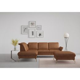 Sit & More sit&more Ecksofa &raquo;Fashion L-Form&laquo; wahlweise mit Kopfteilverstellung, Vorziehsitz, motorisch, Nickelf&uuml;&szlig;e braun