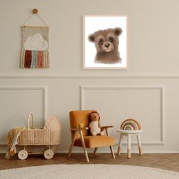 L&uuml;ttenh&uuml;tt Bild mit Rahmen &raquo;oder Poster, Niedlicher Braunb&auml;r&laquo; B&auml;r Fantasy Tiere 1 Stk. tlg. HD Premium Druck bunt Holz, Plexiglas