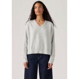 Levi's Levi's Damen V-Ausschnitt-Pullover &raquo;SUPER SOFT VNECK PULLOVER&laquo; im Bund beidseitig mit kurzem Schlitz grau XS (34)
