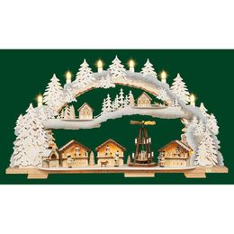 LED Schwibbogen &raquo;variabel, Weihnachtsmarkt beschneit&laquo; 70x39x12,5 cm (BxHxT) Holz teilmassiv