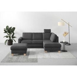 Home Affaire Ecksofa &raquo;Summer L-Form&laquo; mit Ottomane, wahlweise mit Bettfunktion und Bettkasten, Cord-Bezug grau 100% Polyester
