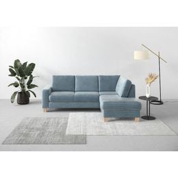 Home Affaire Ecksofa &raquo;Summer L-Form&laquo; mit Ottomane, wahlweise mit Bettfunktion und Bettkasten, Cord-Bezug blau 100% Polyester