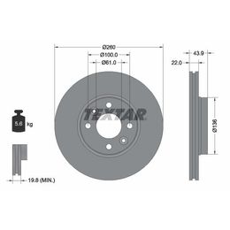 TEXTAR Bremsscheibe PRO 92119203 vorne rechts links au&szlig;enbel&uuml;ftet 260mm f&uuml;r RENAULT DACIA NISSAN 402068466R 402064911R 4020600Q1M