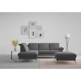 Sit & More sit&more Ecksofa &raquo;Fashion L-Form&laquo; wahlweise mit Kopfteilverstellung, Vorziehsitz, motorisch, Nickelf&uuml;&szlig;e braun