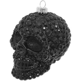 Christbaumschmuck &raquo;Totenkopf mit schwarzen Strass&laquo; Christbaumschmuck aus Glas, mundgeblasen, handgefertigt, Figur schwarz Glas