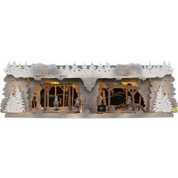 LED Schwibbogen &raquo;Panorama-Erh&ouml;hung Bergbau beschneit&laquo; 58x18x14,5 cm (BxHxT) Holz teilmassiv