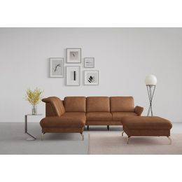 Sit & More sit&more Ecksofa &raquo;Fashion L-Form&laquo; wahlweise mit Kopfteilverstellung, Vorziehsitz, motorisch, Nickelf&uuml;&szlig;e braun