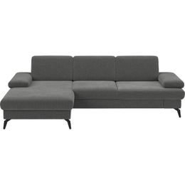 Sit & More sit&more Ecksofa &raquo;Morris L-Form, inkl. Sitztiefenverstellung&laquo; wahlweise mit Armteilverstellung, Bettfunktion & Bettkasten grau 100% Polyester