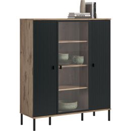 Inosign Highboard &raquo;TREVERK, Breite: 115 cm, hochwertige MDF-Front schwarz tiefzieh&laquo; 1 Stk. tlg. Highboard, Wohnzimmer, Esszimmer FSC -zertifizierter 