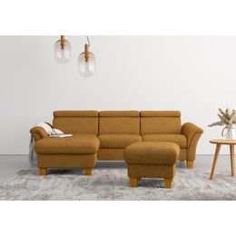 Home Affaire Ecksofa &raquo;Lindgren L-Form&laquo; wahlweise mit Bett mit klappbaren Rollen, Kasten und Kopfverstellung gelb 100% Polyester