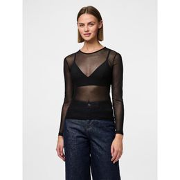 Pieces Damen Pieces Langarmshirt &raquo;PCNINNI LS MESH TOP NOOS BC&laquo; Materialmix, regular fit schwarz M