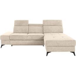 Home Affaire Ecksofa &raquo;Cardiz L-Form&laquo; inkl.Kopfteilverstellung und Federkern wahlweise mit Bettfunktion beige Webstoff (100% Polyester);Luxus-