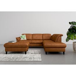 Sit & More sit&more Ecksofa &raquo;Maggiore L-Form&laquo; wahlweise mit Kopfteilverstellung, Bettfunktion und Stauraum braun 100% Polyester