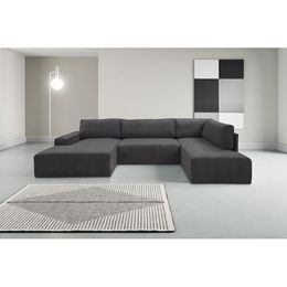 WERK2 Wohnlandschaft &raquo;Rotterdam, U-Form, in kuschelweichem Cord oder Breitcord. Breite 329cm&laquo; Design Sofa mit Schlaffunktion & Bettkasten, Cord, 