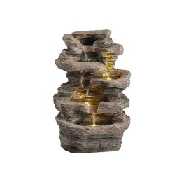 MARELIDA LED Gartenbrunnen Wasserfall Fels Kaskadenbrunnen H: 39cm in natur | Gr.: onesize