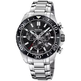 Festina Herrenuhr Chronograph Stahl/Schwarz mit Saphirglas | Gr.: onesize
