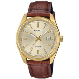Casio Herrenuhr Quarz mit Lederband Gold / Braun | Gr.: onesize