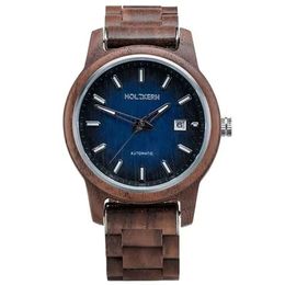 Holzkern Herrenuhr Automatik Nightbird Walnuss/Blau | Gr.: onesize