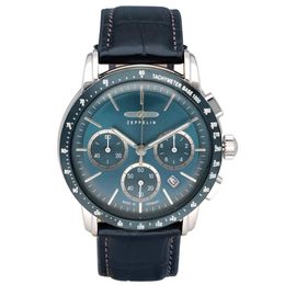 Zeppelin Herrenuhr New York Chronograph Blau / Schwarz / Silber | Gr.: onesize