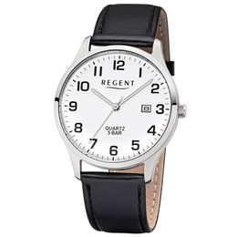 Regent Uhren Regent Herrenuhr mit Lederband Schwarz/Wei&szlig; | Gr.: onesize