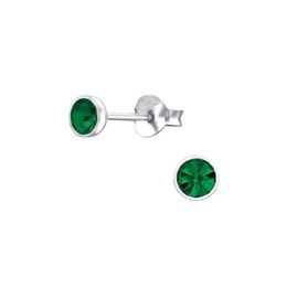 Alexander York Ohrringe - Ohrstecker Silber KRISTALL emerald 4 mm in 925 Silber | Gr.: onesize