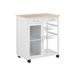 Beliani Servierwagen BOVES in Wei&szlig;/Braun - (W) 76 x (H) 88 x (L) 48 cm | Gr.: onesize