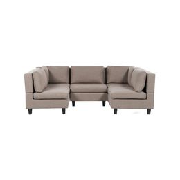 Beliani 5-tlg Modulsofa UNSTAD in Braun/Schwarz | Gr.: onesize