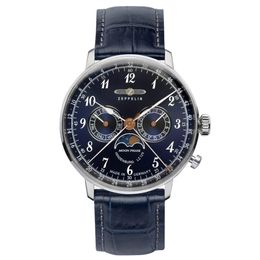 Zeppelin Herrenuhr LZ129 Hindenburg Mondphase Blau / Silber | Gr.: onesize