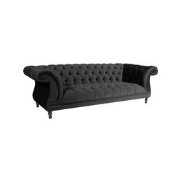 58 aufm Kessel CHESTERFIELD Sofa 3-Sitzer Kaylin Samtvelours schwarz | Gr.: onesize