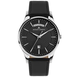Jacques Lemans Herrenuhr London mit Lederband Schwarz | Gr.: onesize
